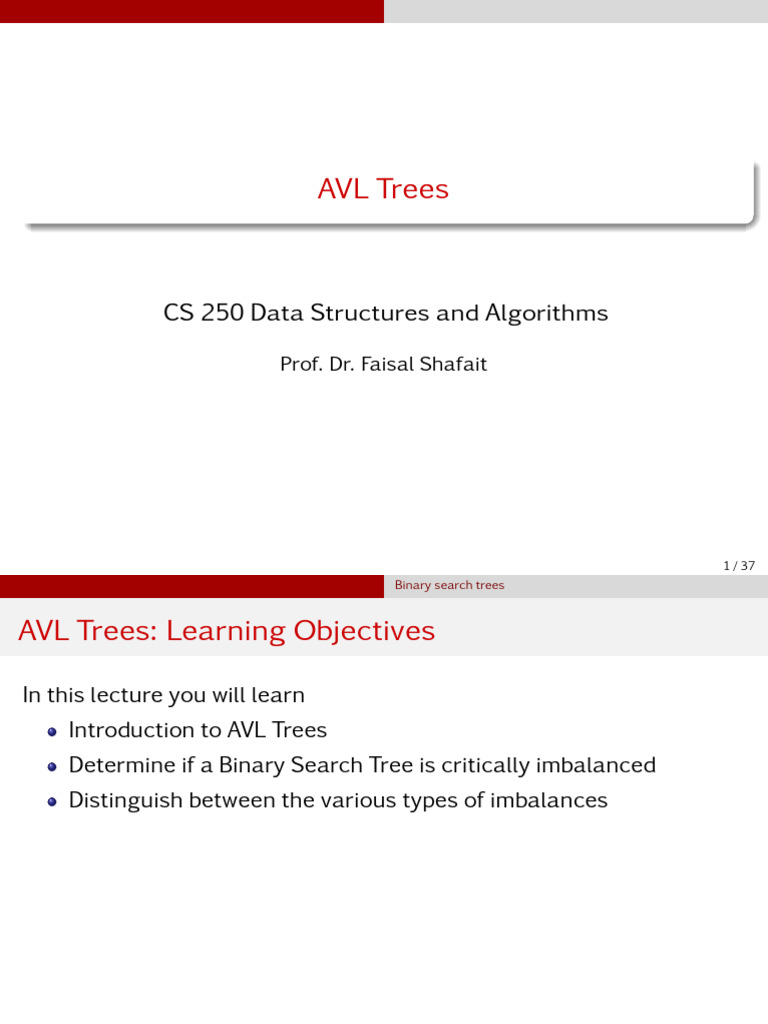 Lecture 20 AVL Trees | PDF | Algorithms | Algorithms And Data Structures Lecture 20 AVL Trees | PDF | Algorithms | Algorithms And Data Structures