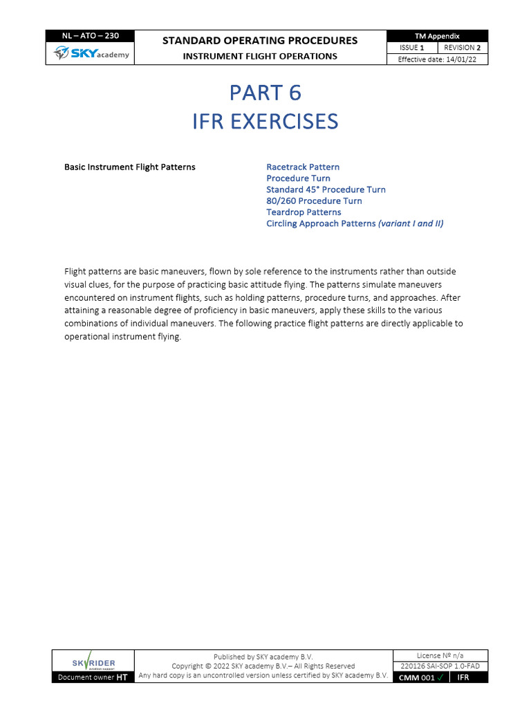 SASOP IFR6a 220126EVRv9 IFR EXERCISES | PDF | Instrument Flight Rules ...