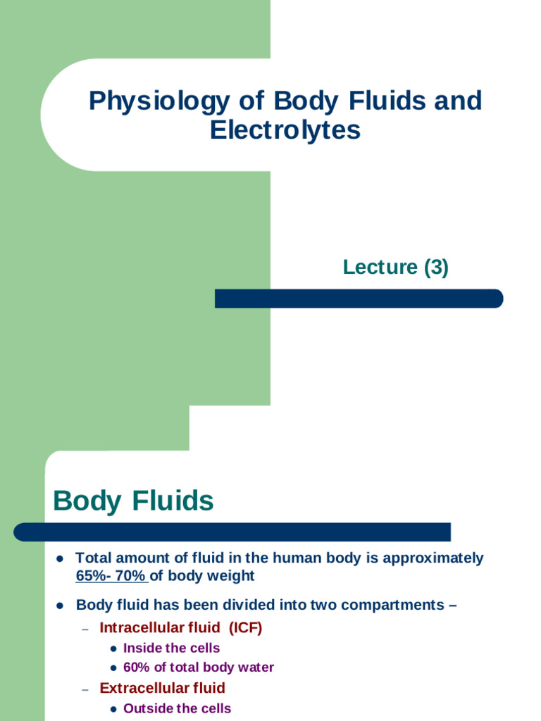 Body Fluids 1 Pdf Osmosis Electrolyte