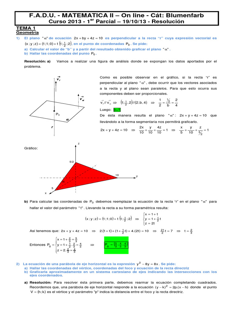 1P Curso On Line 2013 T1 Exa Resolución | PDF | Línea (geometría ...