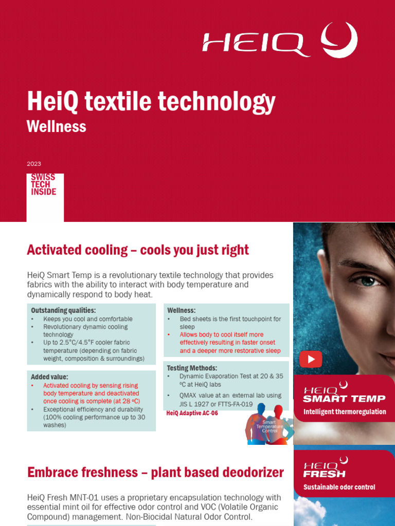 HeiQ Textile Technologies for Wellness | PDF | Textiles | Odor