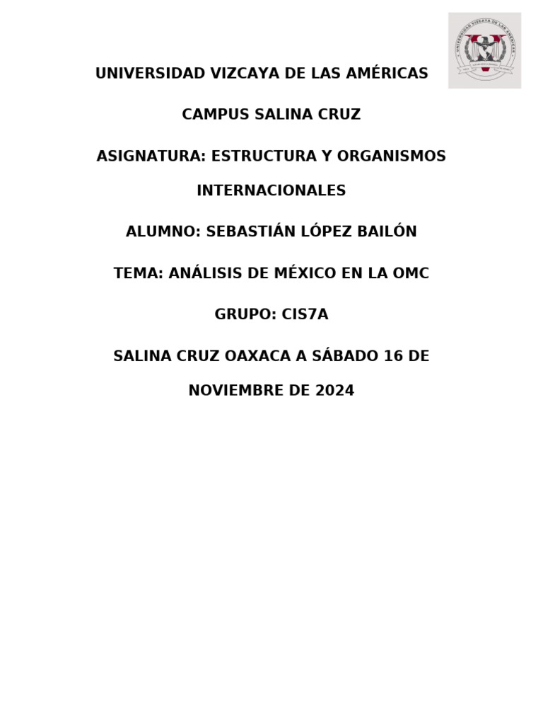 Análisis de México en la OMC y Retos | PDF | Organización de Comercio ...