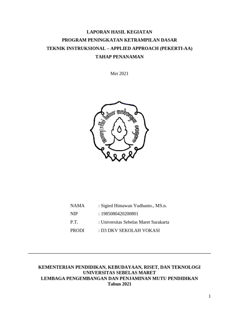 Laporan Hasil Kegiatan Pekerti-Aa Sigied Himawan d3 Dkv Sekolah Vokasi ...