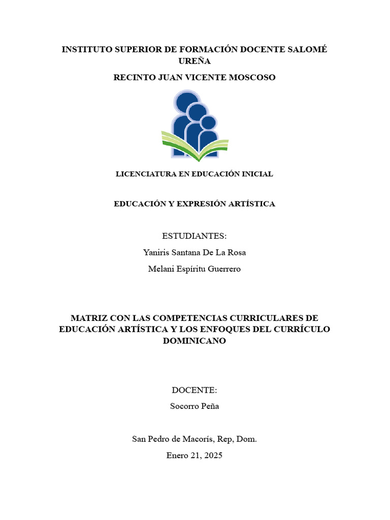 Enfoques del Currículo Dominicano | PDF | Educación en artes visuales ...