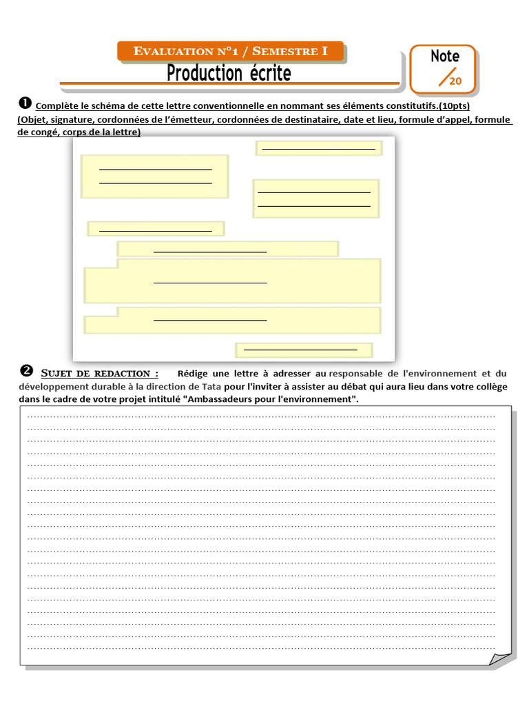 Évaluation (Production Écrite) | PDF