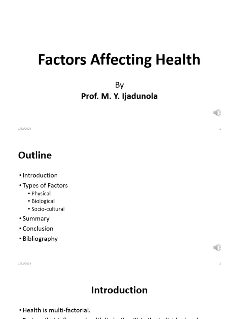Key Factors Influencing Health | PDF | Health Equity | Socioeconomic Status