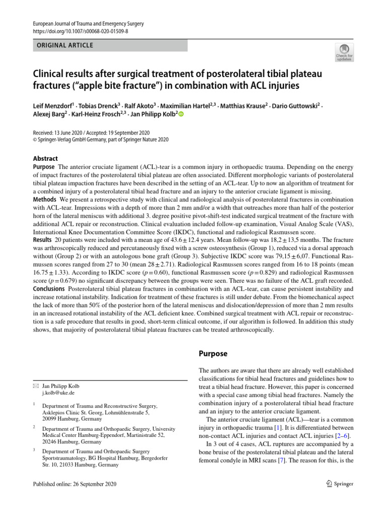 Clinical Results After Surgical Treatment of Posterolateral Tibial ...