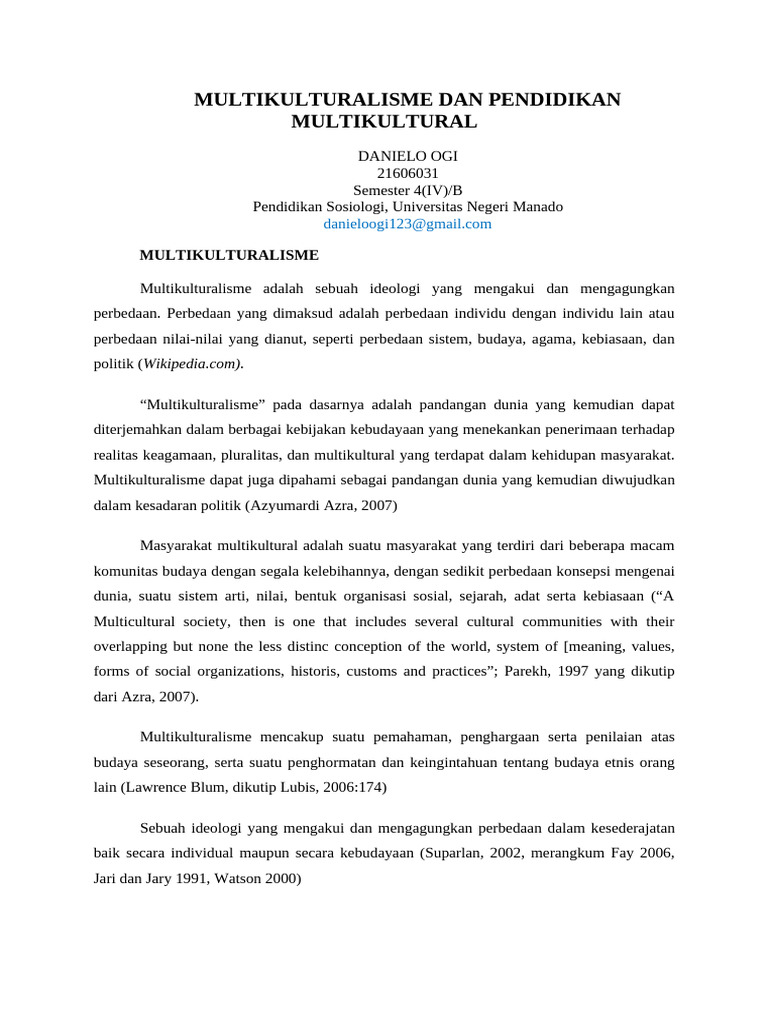 Pendidikan Multikultural | PDF