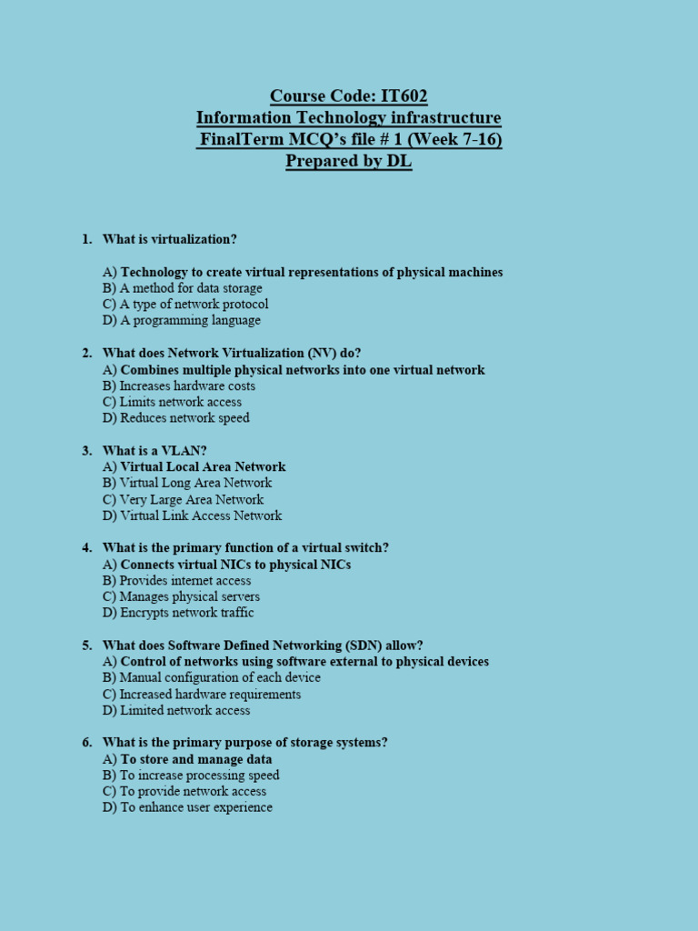 IT602 FinalTerm MCQ File 1 by DL | PDF | Microsoft Windows | Computer Network