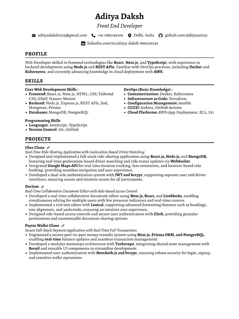 Aditya Daksh MERN Stack Dev Fresher | PDF | Web Development | Computing