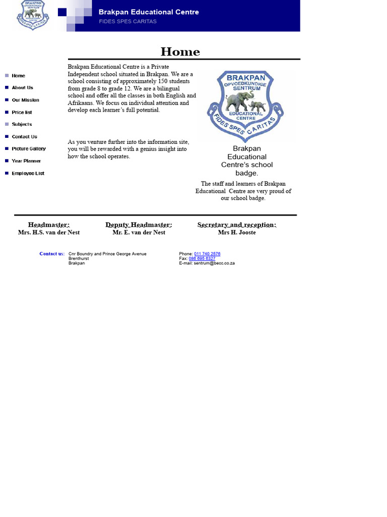 Brakpan Educational Centre | PDF