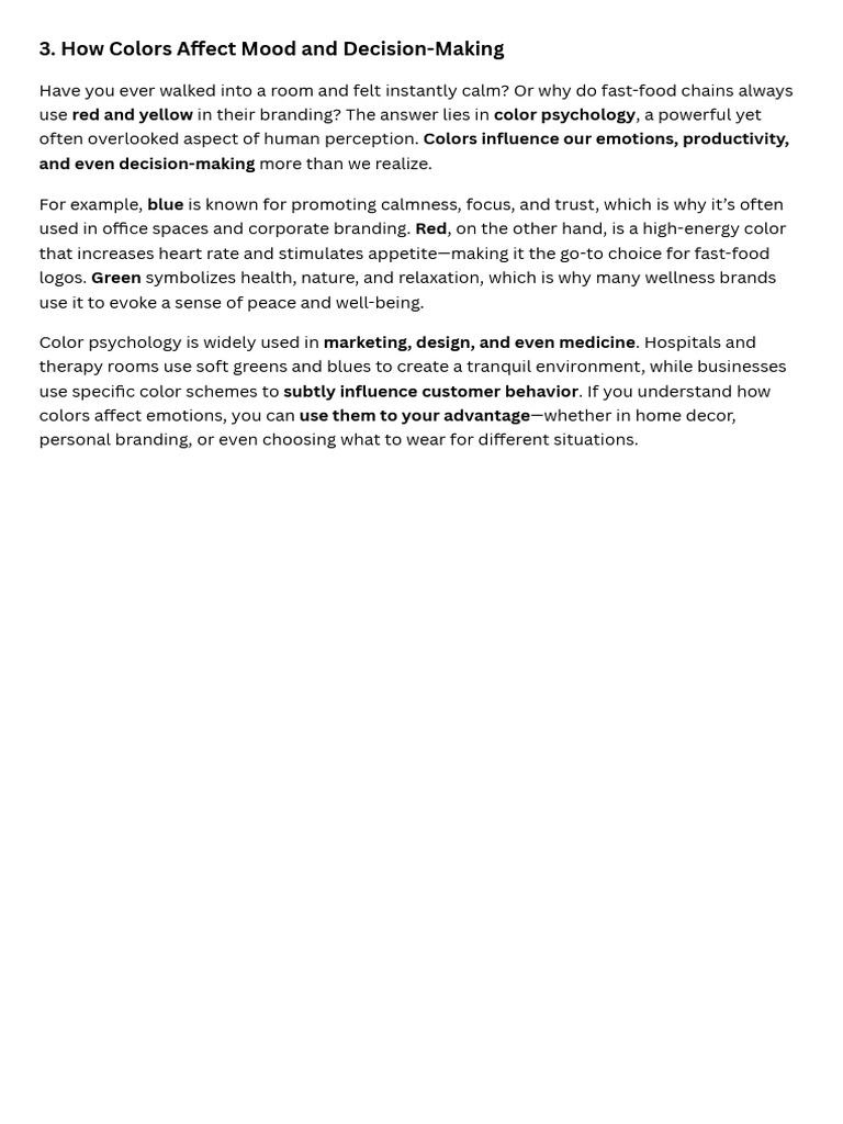 3. How Colors Affect Mood and Decision-Making | PDF