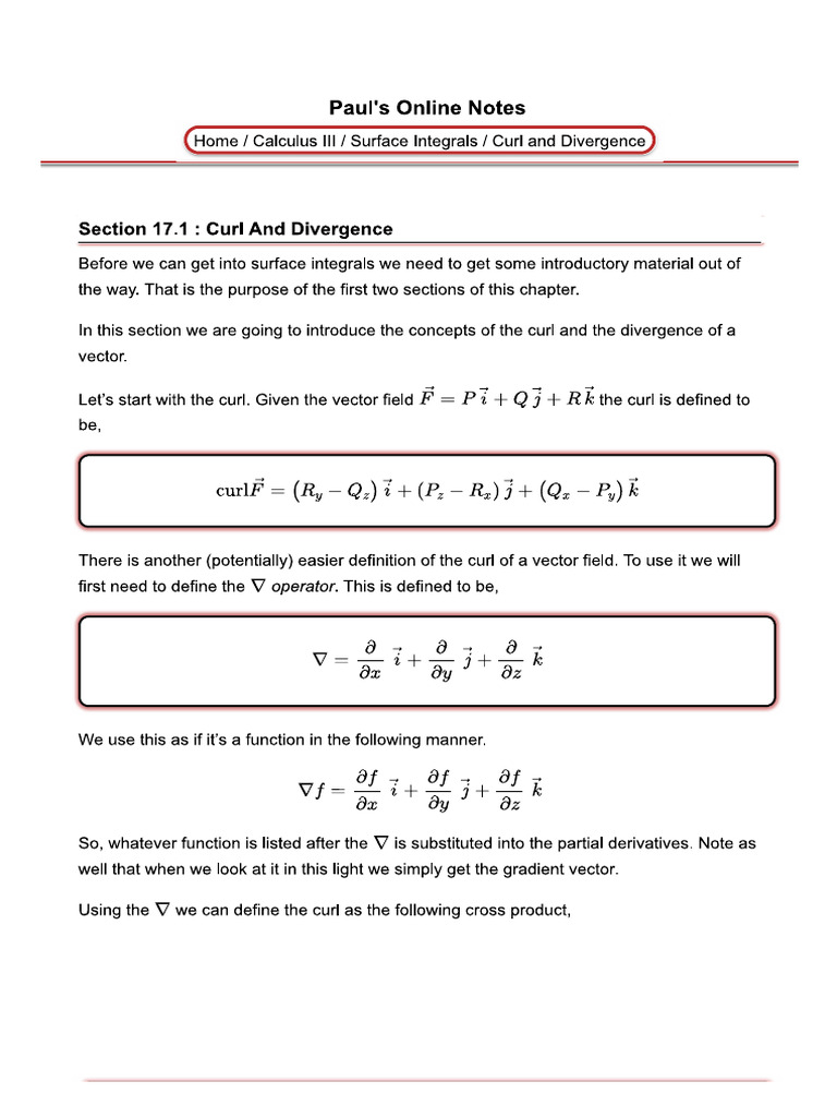 Curl and Divergence | PDF