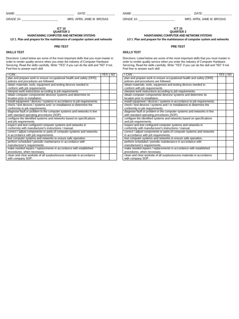 Skills Test | PDF | Computing