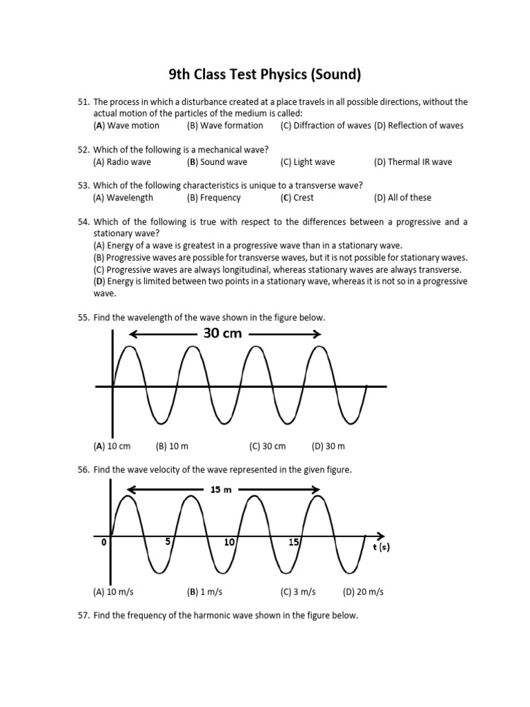 9th Class Physics Test: Sound Concepts | PDF | Waves | Sound