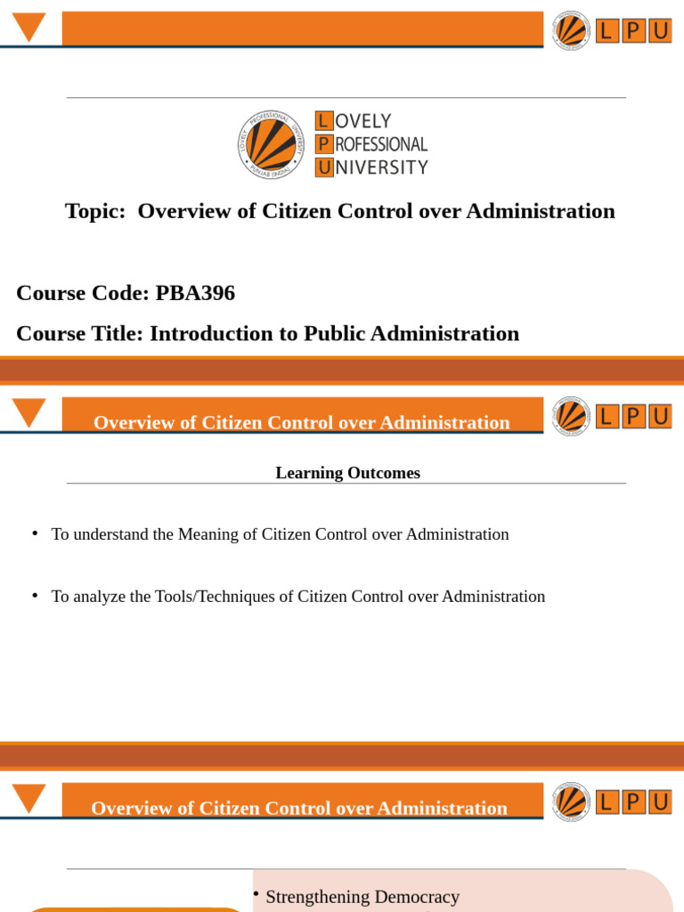 Overview of Citizen Control Over Administration | PDF | Political ...
