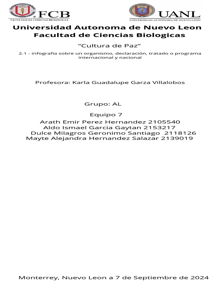 Infografia CulturaPaz Equipo7 AL PDF | PDF | Naciones Unidas | Relaciones internacionales