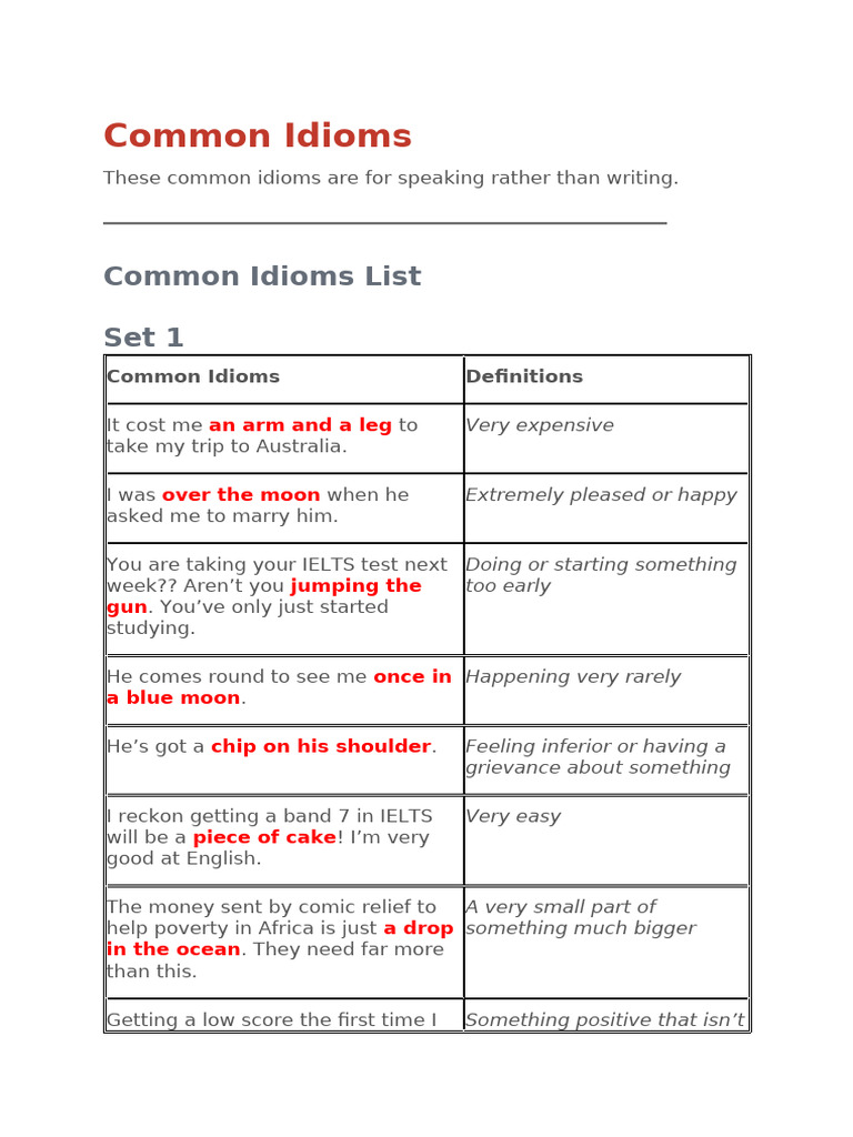 Common Idioms | PDF