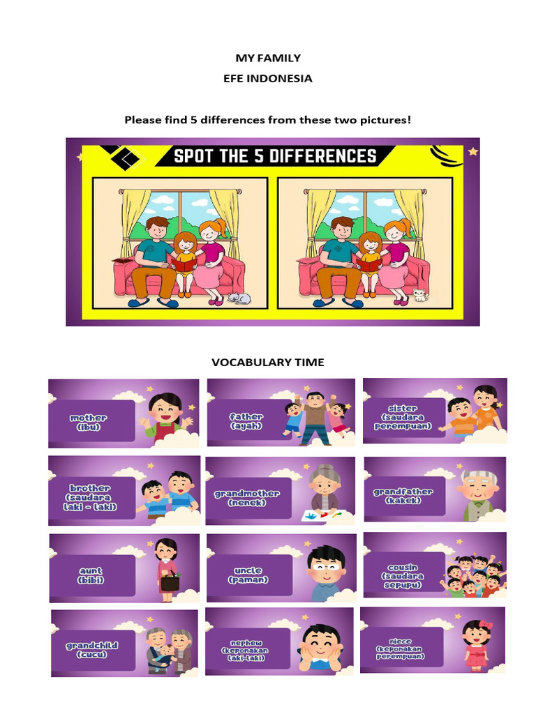 Family Vocabulary Exercises for Kids | PDF