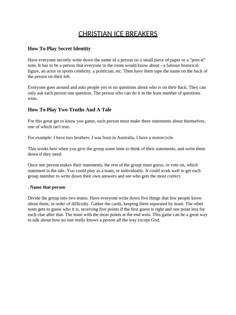Christian Ice Breaker1 | PDF