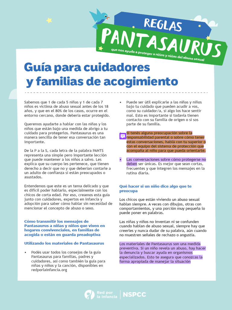 Guía de Protección Infantil Pantasaurus | PDF