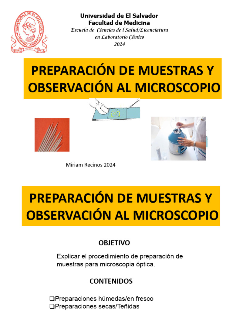 Preparación de Muestras en Microscopía | PDF | Tinción | Microscopía
