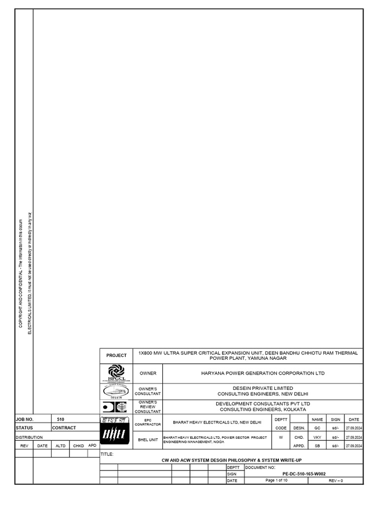 CW & ACW System Design Philosophy and System Write Up, R0 | PDF | Pump | Valve