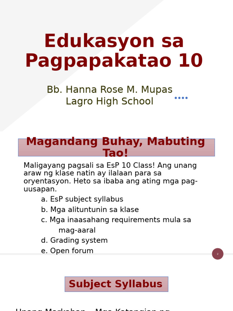 q1 Esp Orientation | PDF