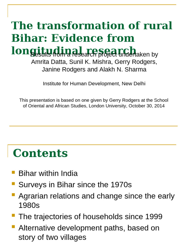 The Transformation of Rural Bihar | PDF | Economies