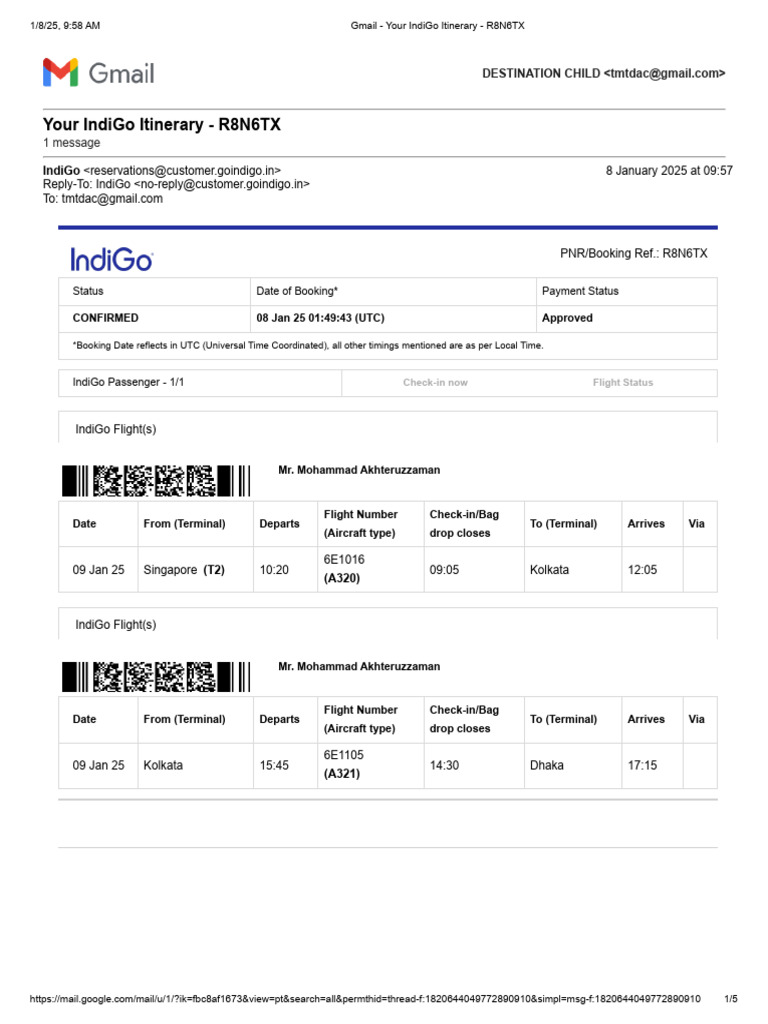 Your IndiGo Itinerary - R8N6TX | PDF | Transport | Aviation