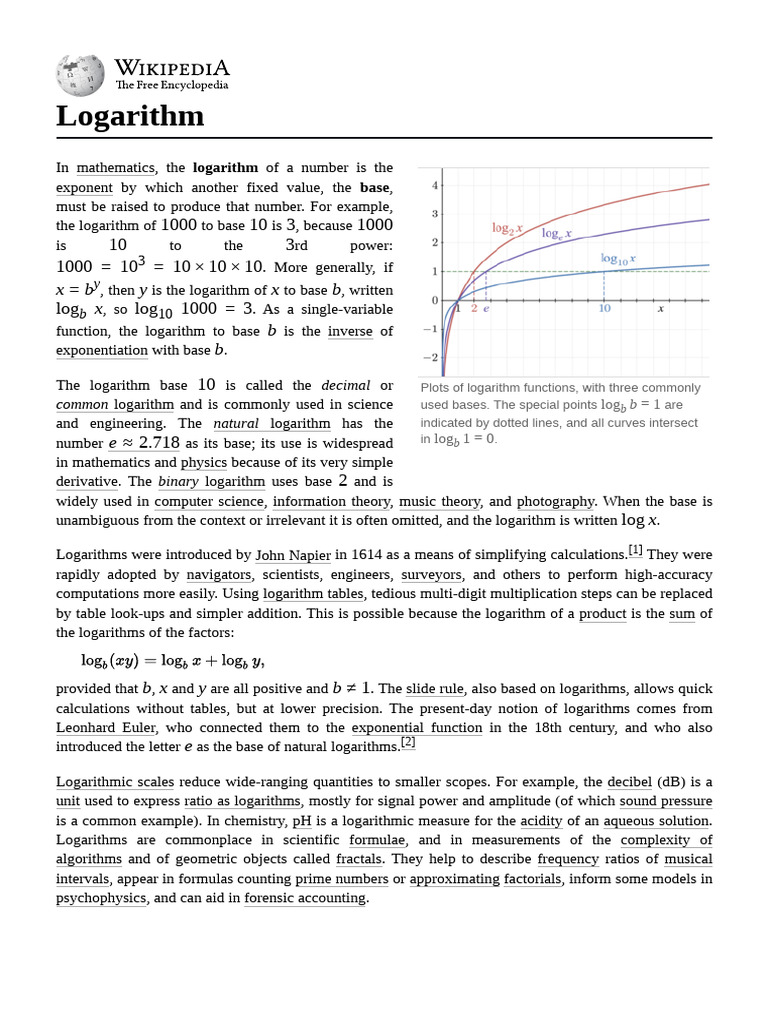 Logarithm | PDF | Logarithm | Exponentiation
