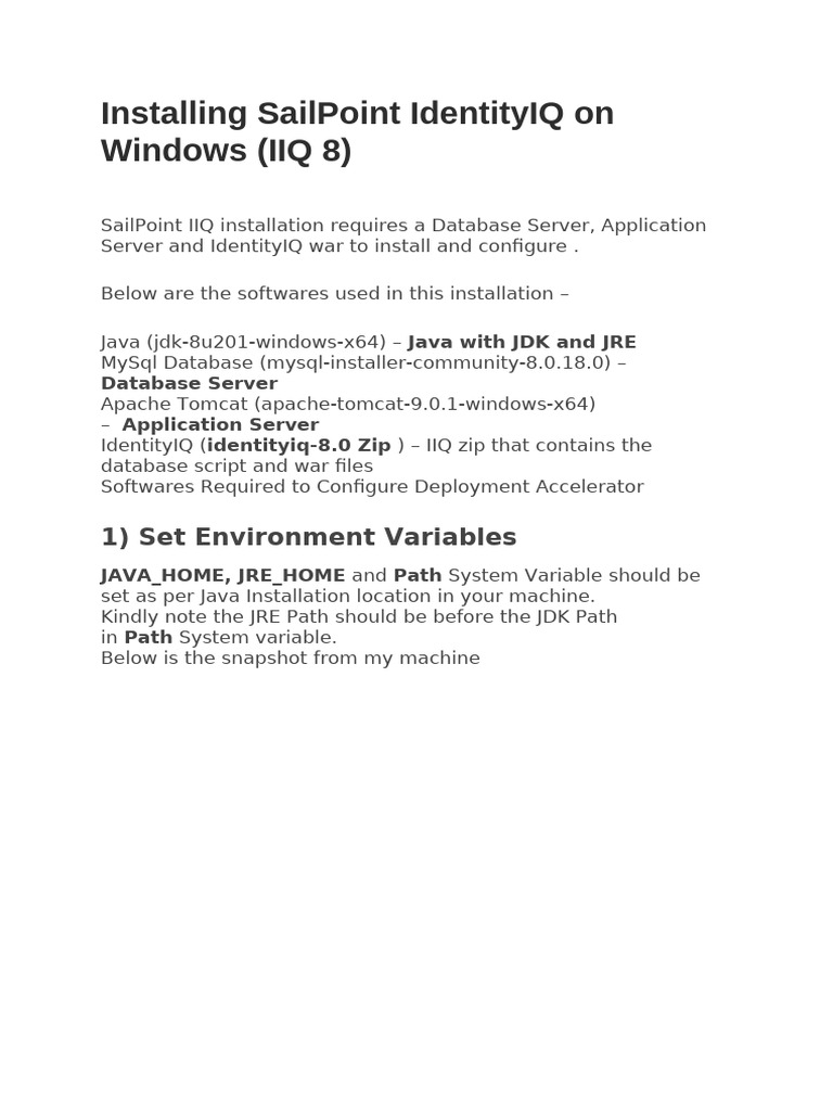 Installing SailPoint IdentityIQ On Windows | PDF | Zip (File Format) | Databases