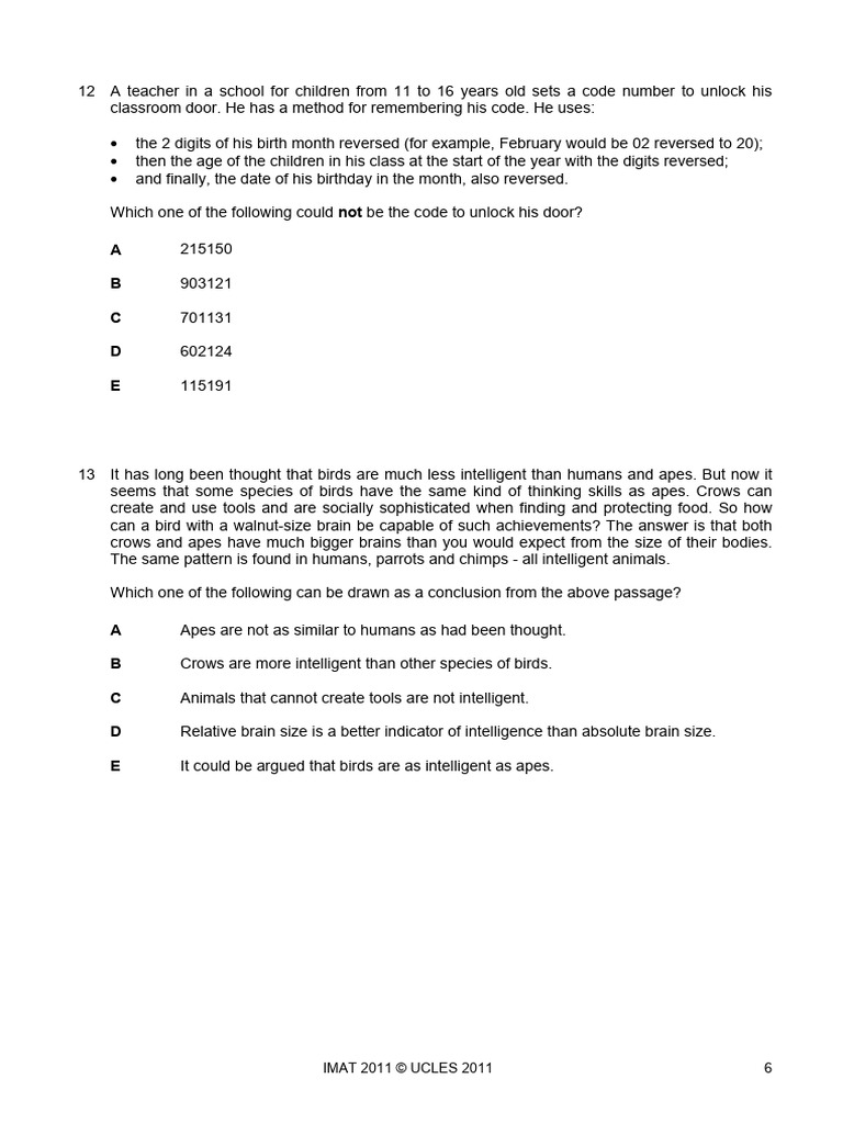 Imat Past Paper 2011 Part2 | PDF
