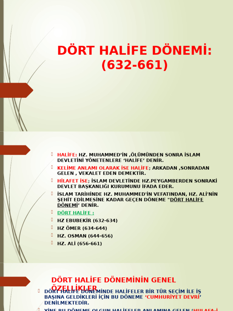 DÖRT HALİFE DÖNEMİ | PDF