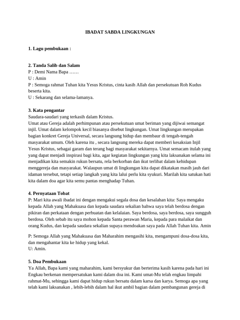 Ibadat Sabda Lingkungan Katolik | PDF