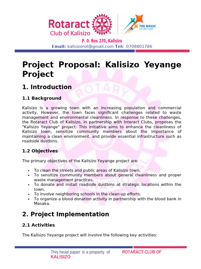 Project Proposal KALISIZO YEYANGE | PDF | Monitoring And Evaluation ...