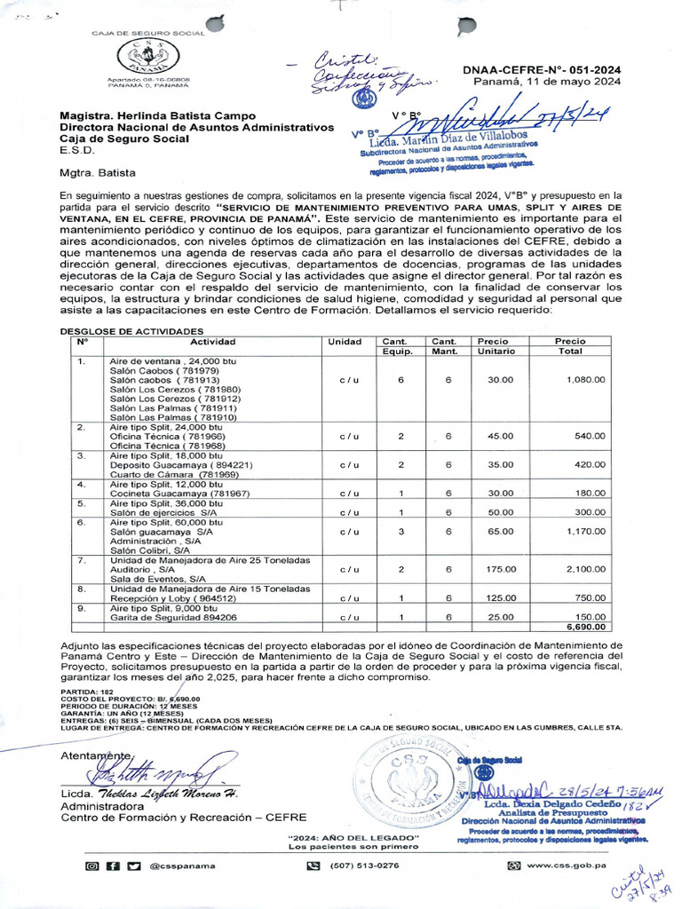 Justificación de Mant. de Aires - Cefre - 0001 | PDF
