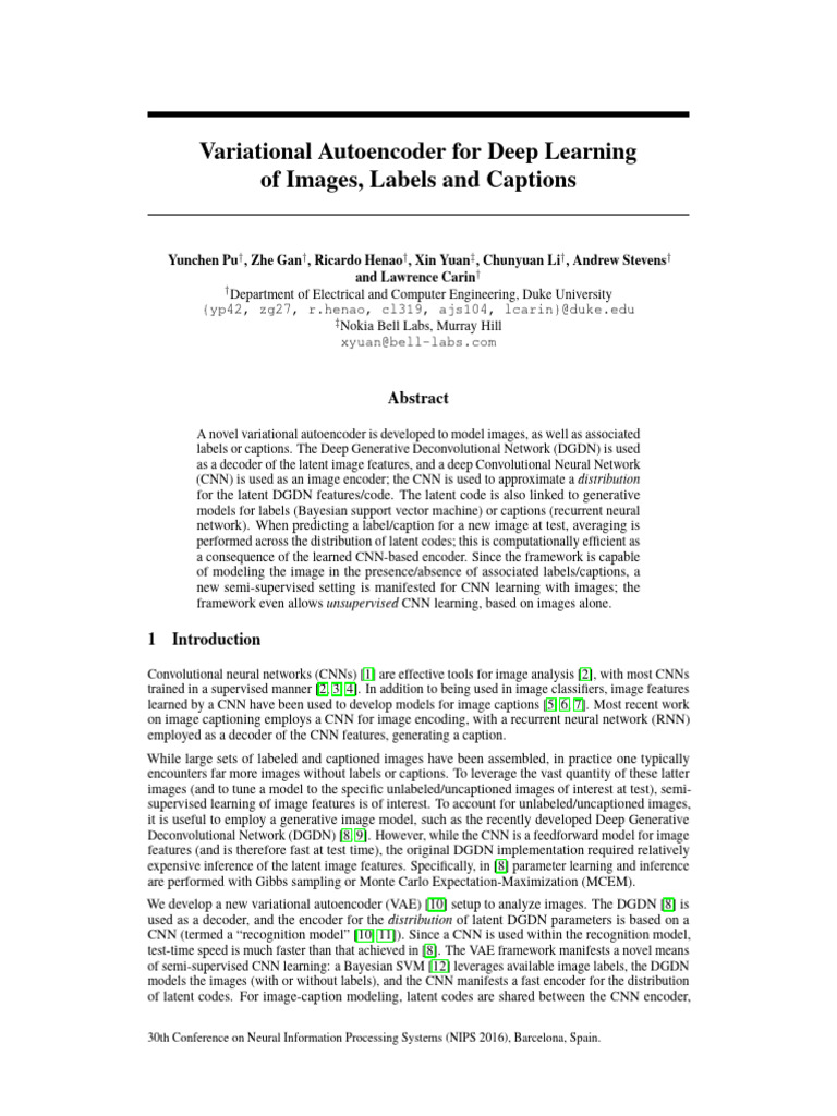 Variational Autoencoder For Deep Learning Of Images Labels And