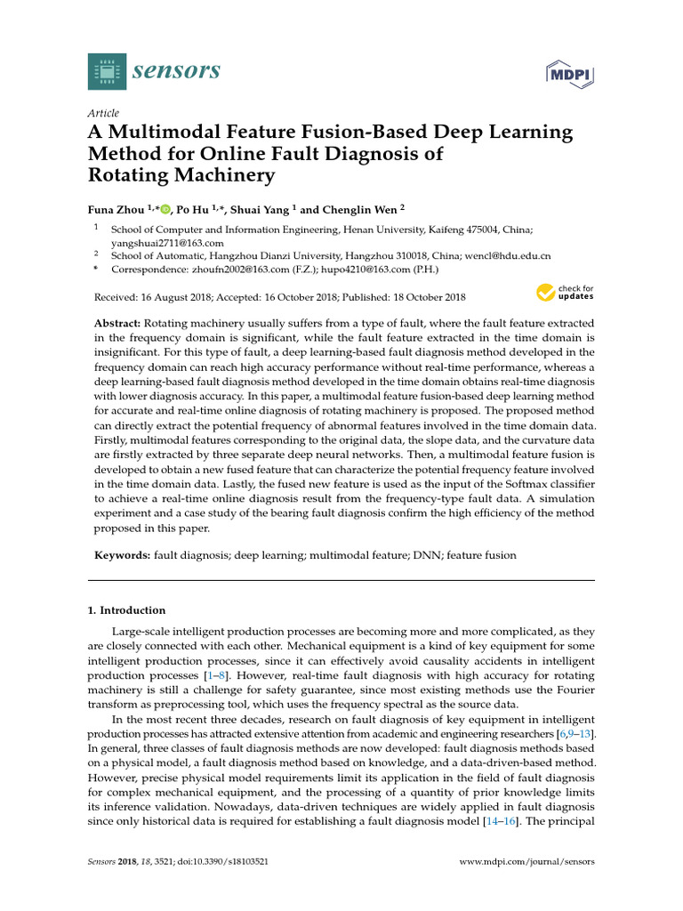 A Multimodal Feature Fusion-Based Deep Learning Method For Online Fault Diagnosis of Rotating ...
