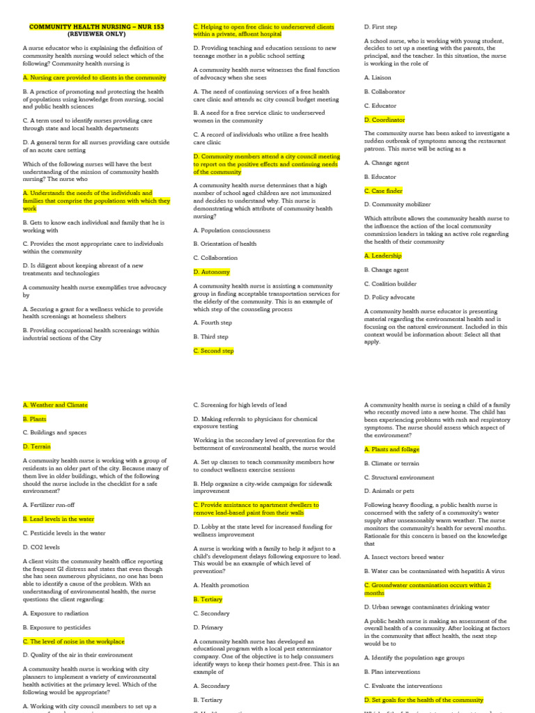 CHN P1 Examination 1 | PDF | Preventive Healthcare | Epidemiology