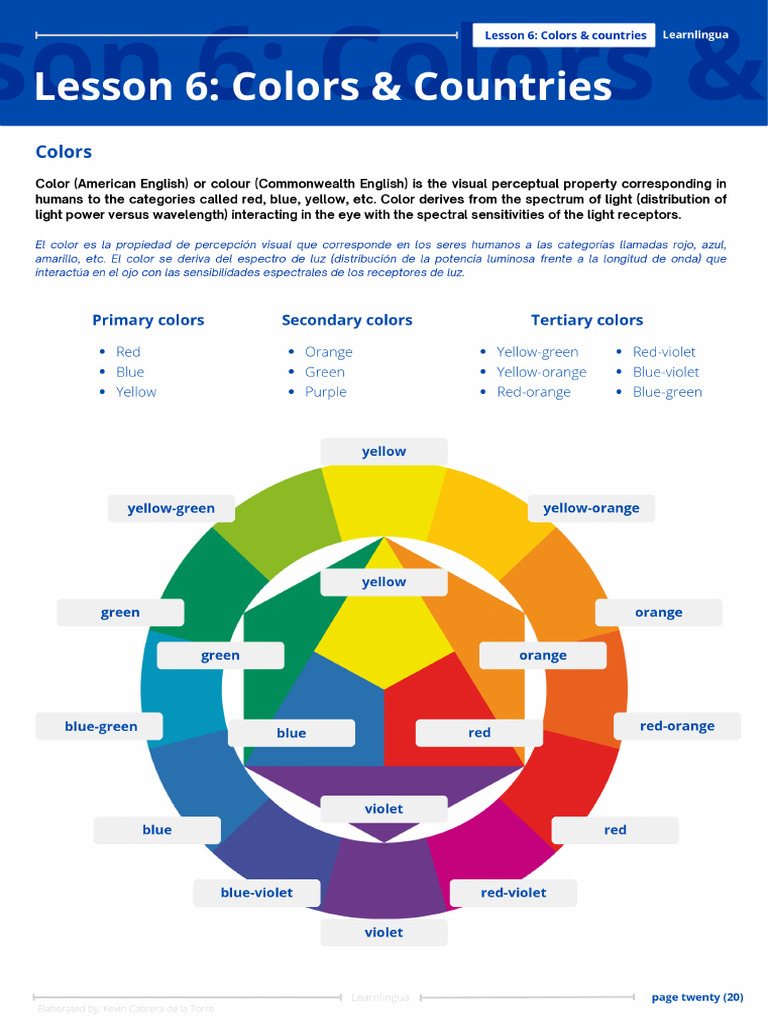 Lesson 6 Colors - Countries | PDF