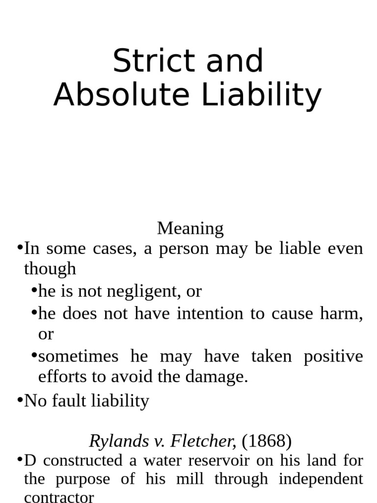 Strict and Absolute Liability | PDF | Common Law