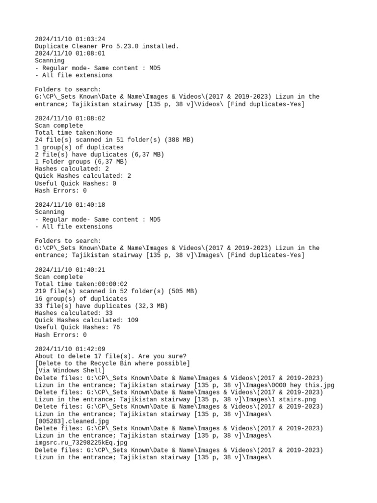 Duplicate Cleaner Log File | PDF | Computer File | Data Management