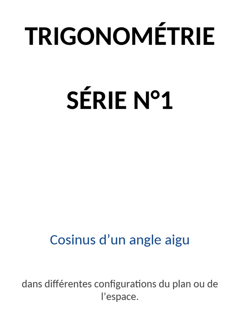 Trigonometrie_Serie_n_1 | PDF | Fonction trigonométrique | Cercle
