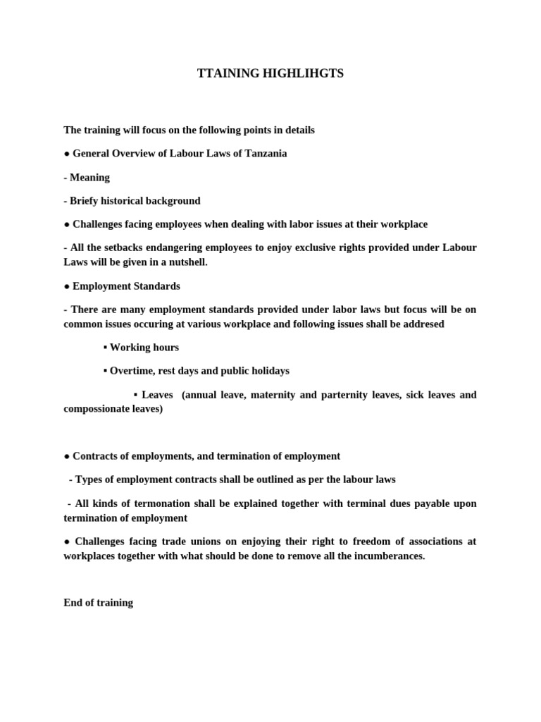 Labor Laws Training | PDF