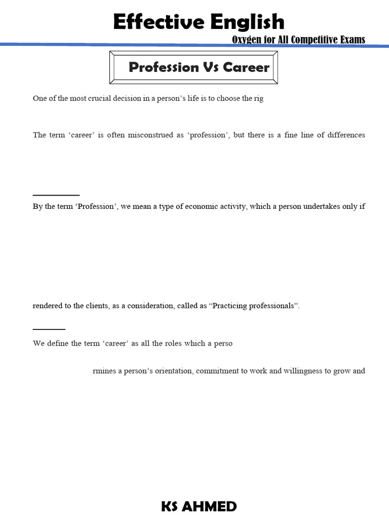 Career vs Profession Explained | PDF | Profession | Business
