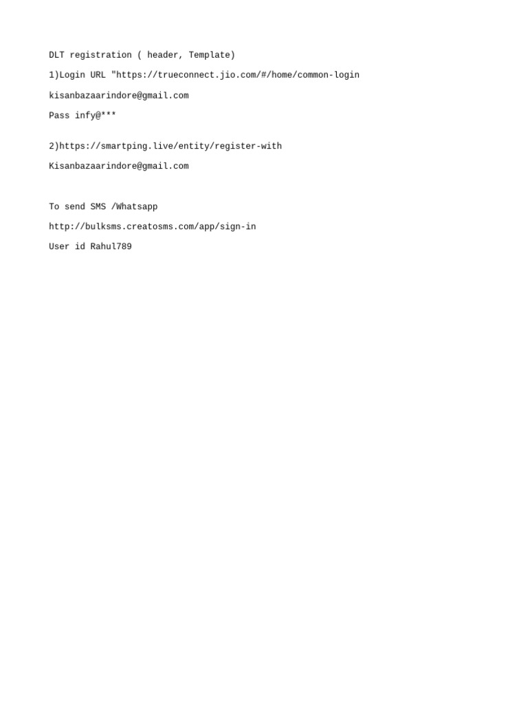 Bulk SMS Registration Process | PDF
