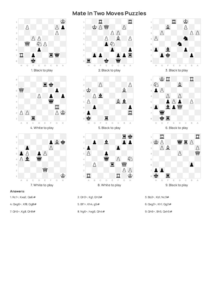 Mate in Two Moves Chess Puzzles Normal Difficulty ChessGo.in | PDF ...