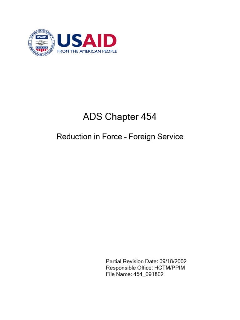 ADS Chapter 454: Reduction in Force - Foreign Service | PDF | United ...
