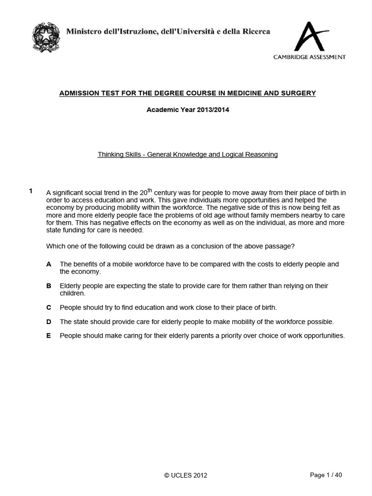 Imat Past Paper 2013 - Part1 | PDF | Learning